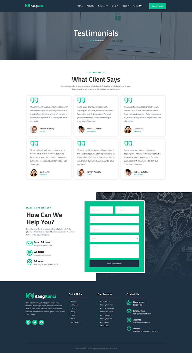 Kangkunci Locksmith And Security System Elementor Pro Full Site Template Kit By Rometheme